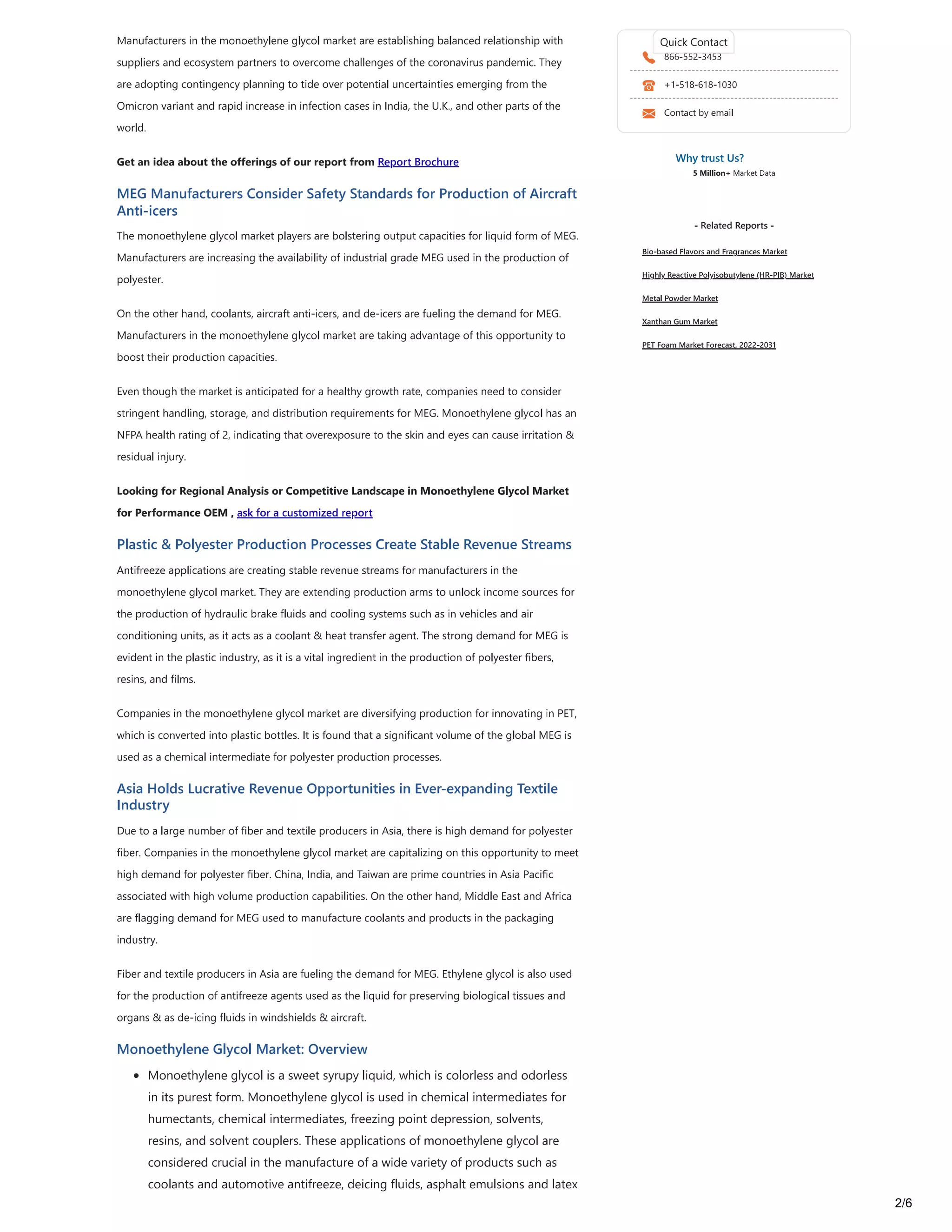 Monoethylene Glycol Market Outlook 2031 | PDF