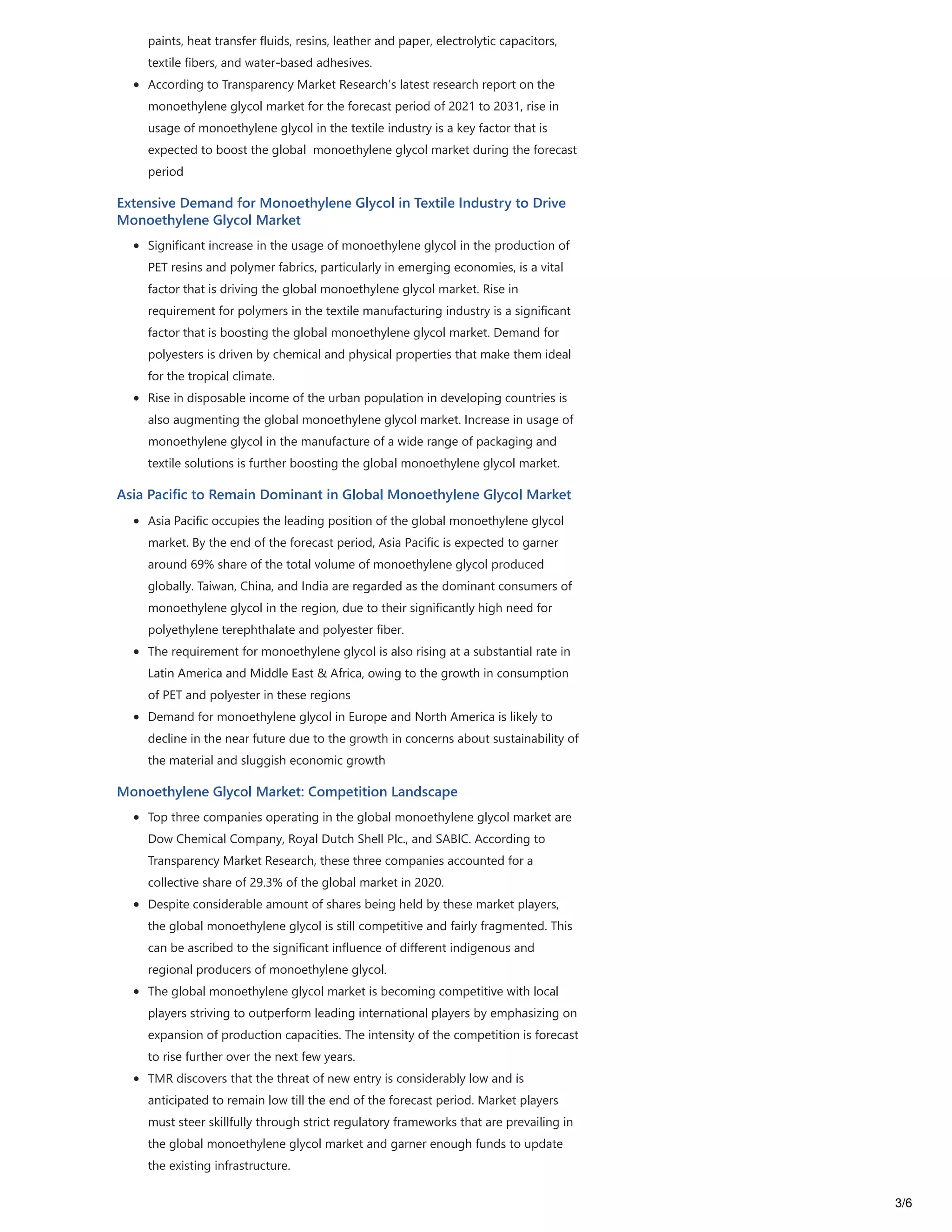 Monoethylene Glycol Market Outlook 2031 | PDF