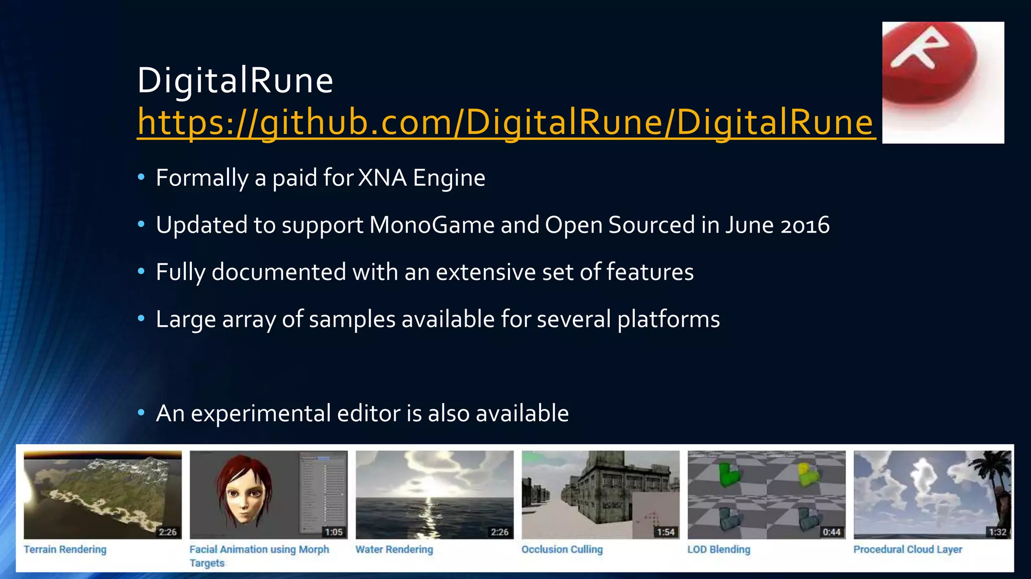 MonoGame extensions & engines | PPT