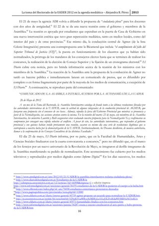 Monografía Alejandra Pérez - La toma del Rectorado de la UADER 2012 en ...