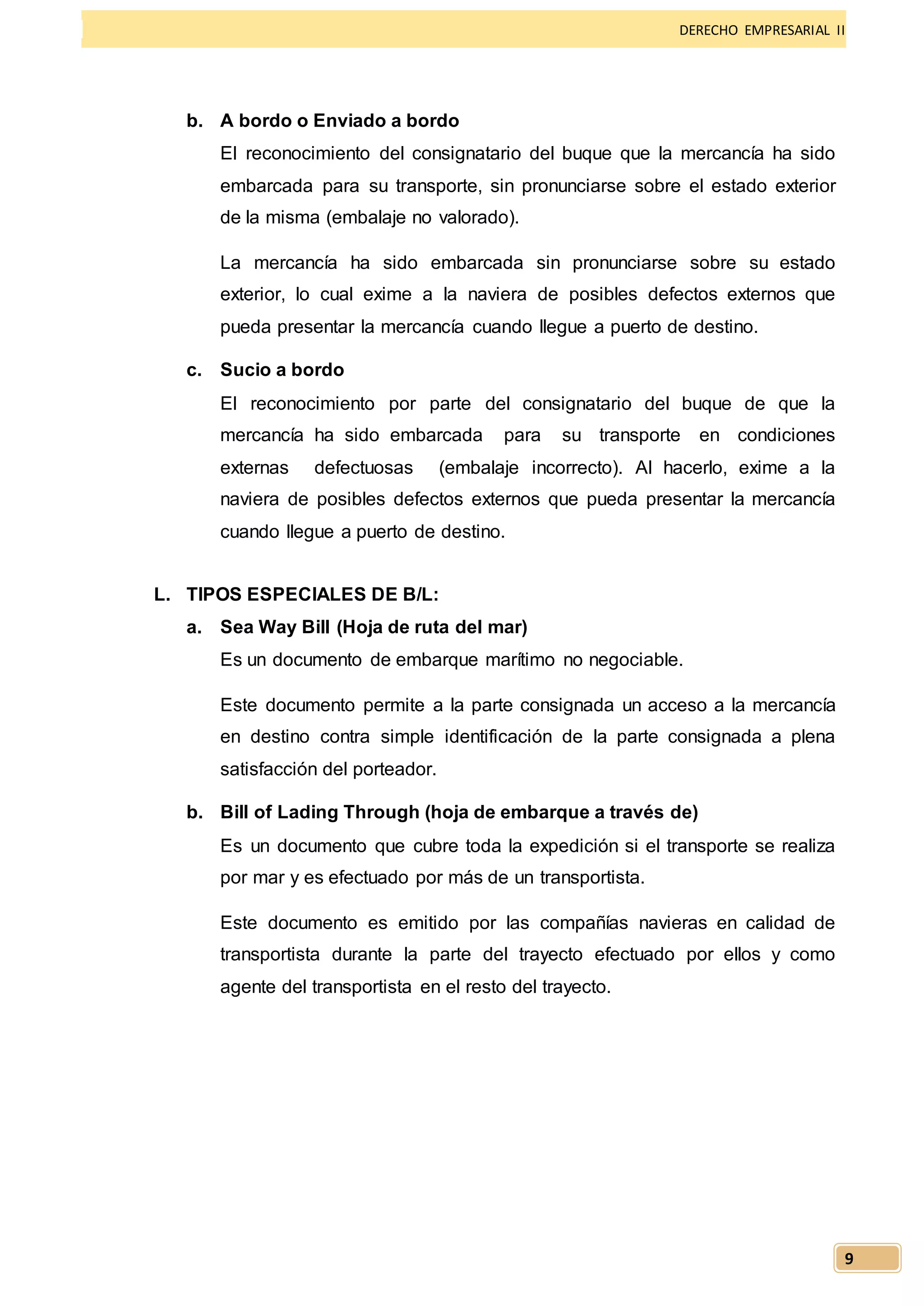 El Conocimiento de Embarque y La Carta de Porte | PDF