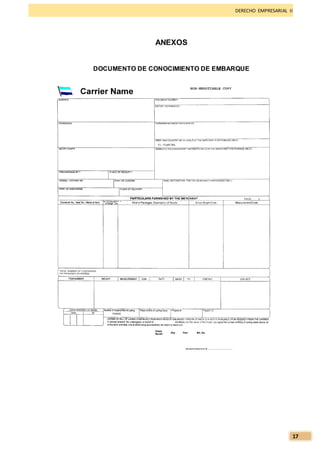 El Conocimiento de Embarque y La Carta de Porte | DOCX