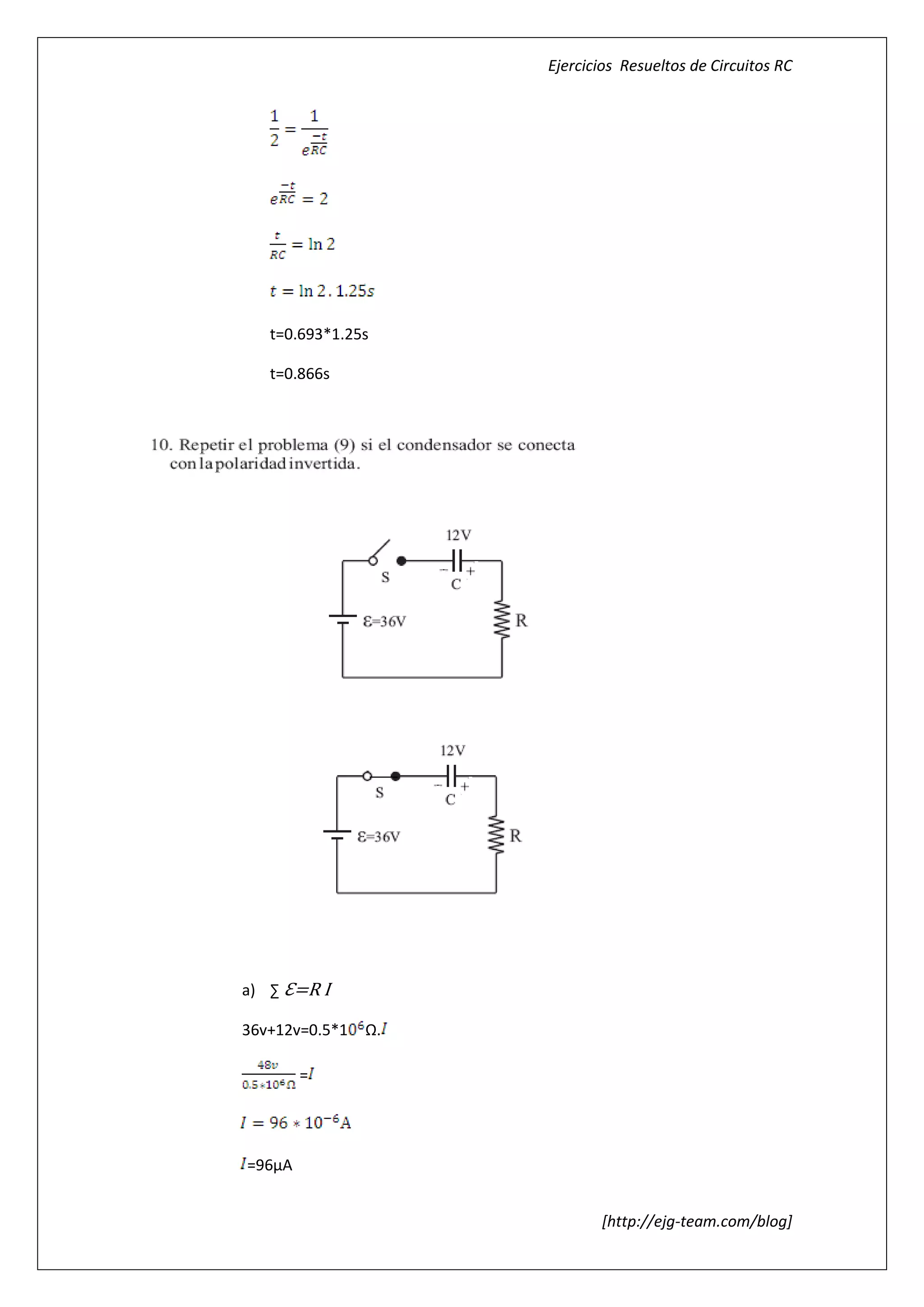 Ejercicios Resueltos de Circuitos RC | DOC