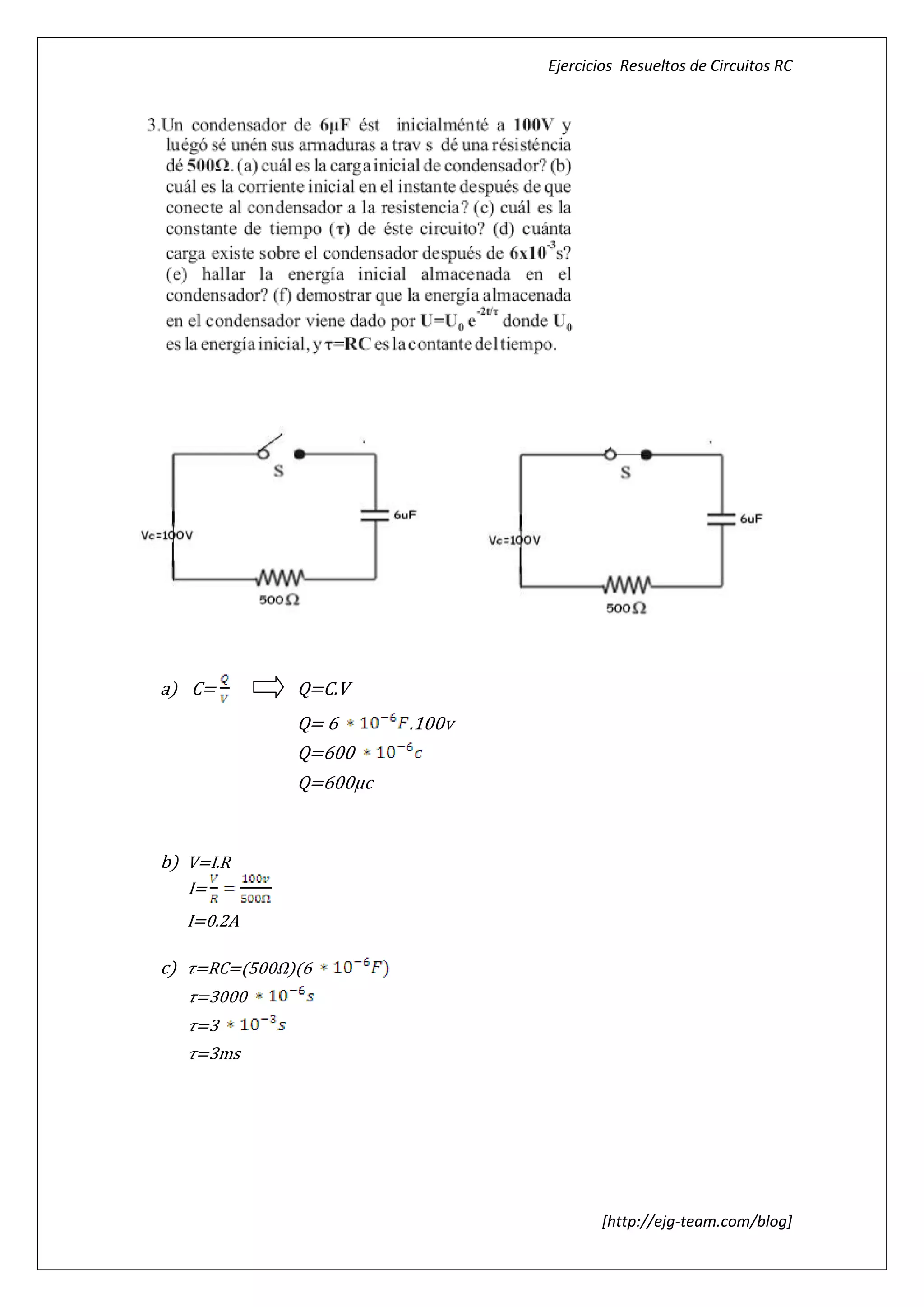 Ejercicios Resueltos de Circuitos RC | DOC