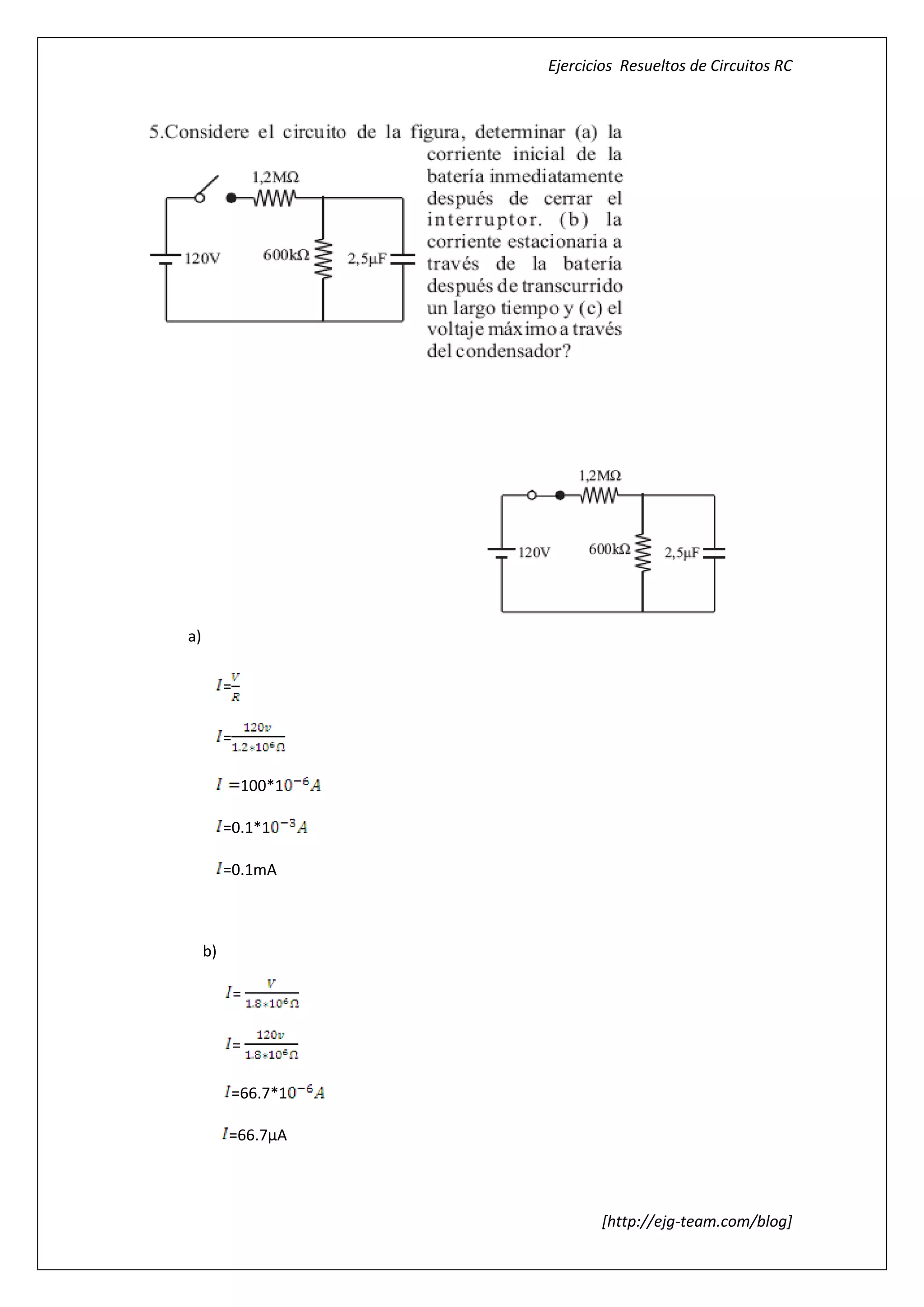 Ejercicios Resueltos de Circuitos RC | DOC