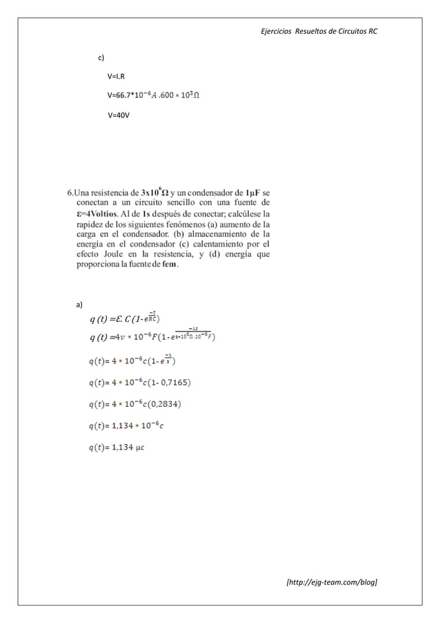 Ejercicios Resueltos de Circuitos RC | DOC