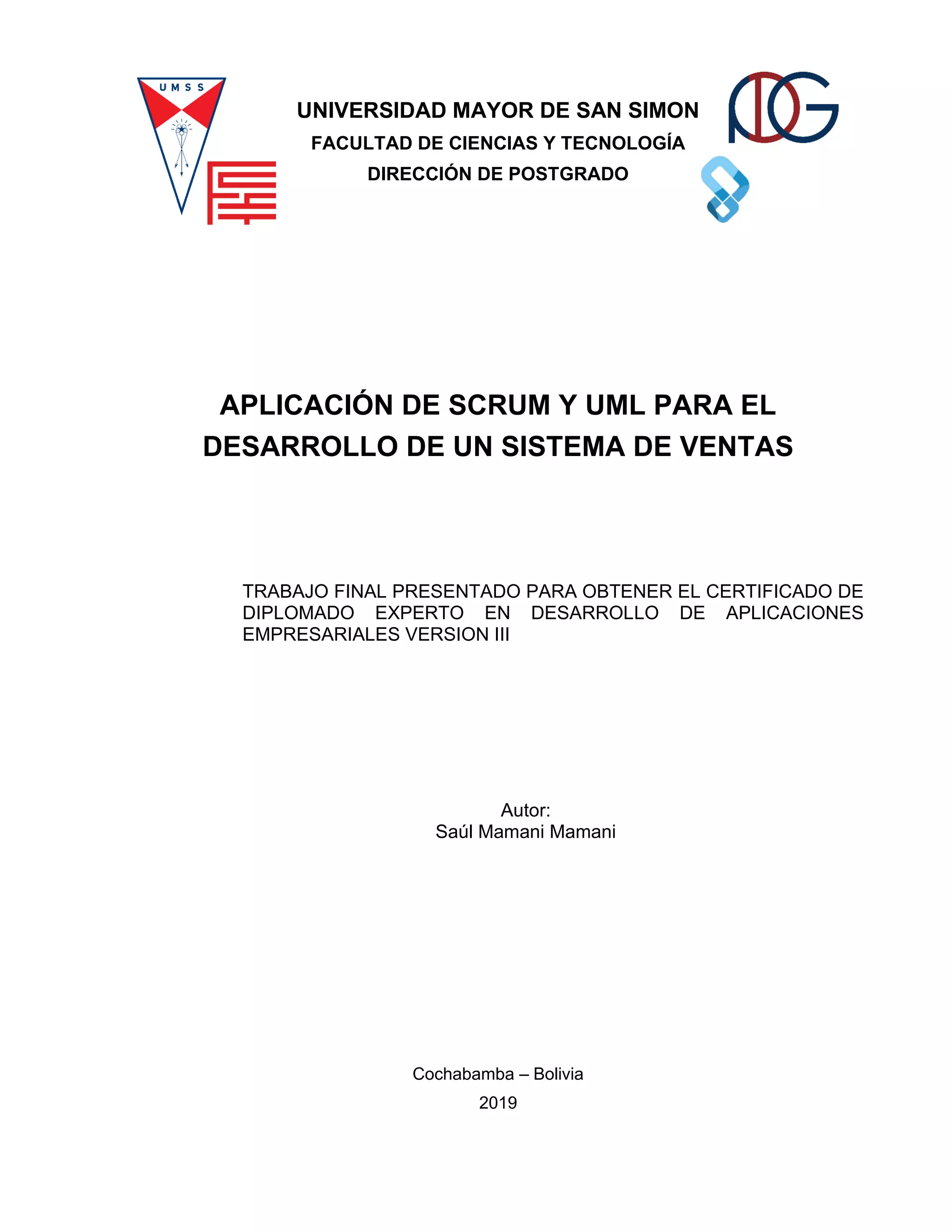 APLICACIÓN DE SCRUM Y UML PARA EL DESARROLLO DE UN SISTEMA DE VENTAS | PDF