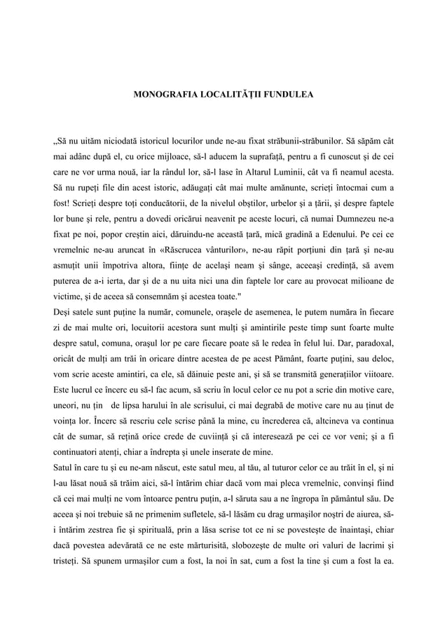 Monografia localitatii Fundulea, jud. Calarasi | PDF