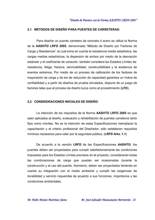 Monografia puentes aashto lrfd 2007. ing. salvador y pedro | PDF