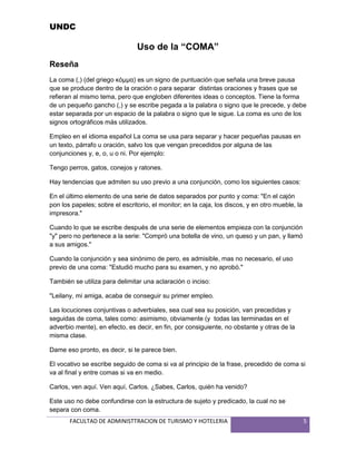 Monografia sobre la coma, USOS Y EJEMPLOS | DOCX