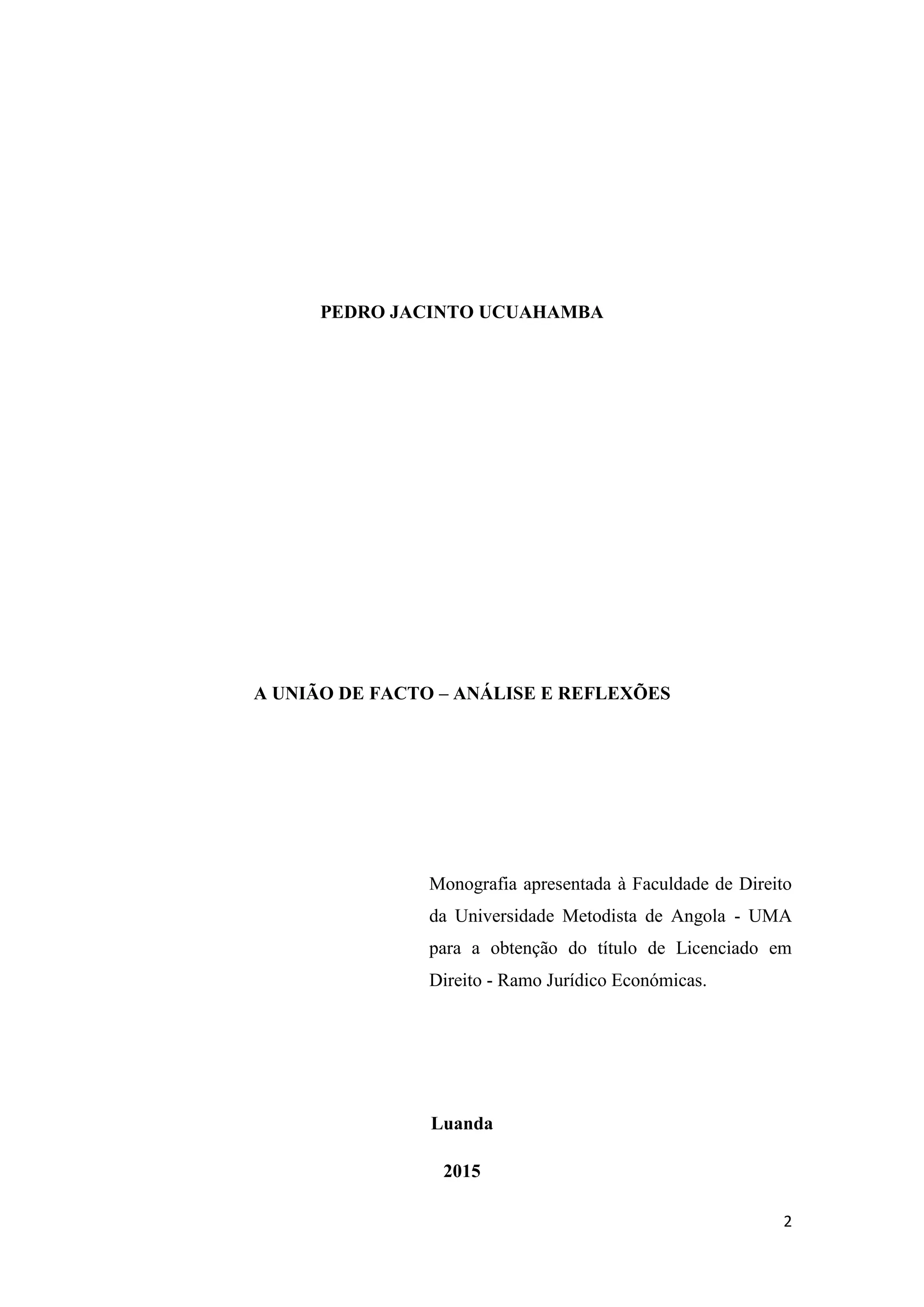 Monografia versão final pedro jacinto ucuahamba - União de Facto ...