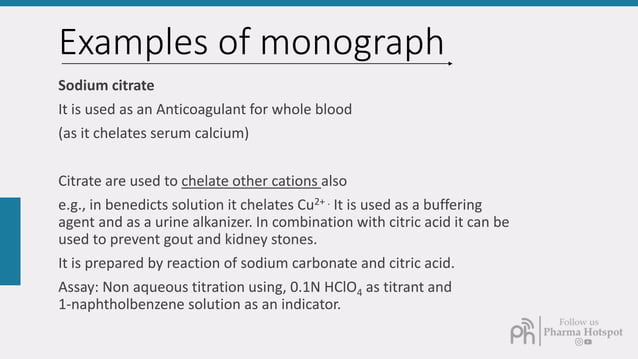 Monograph B. Pharmacy | PPT