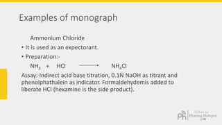 Monograph B. Pharmacy | PPT