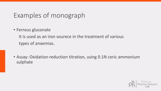 Monograph B. Pharmacy | PPT