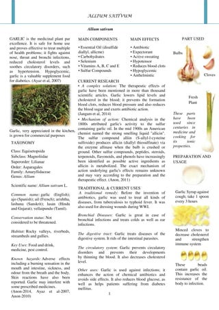 Monographs of Allium sativum, Apium graveolens, Citrus limon, Thymus ...