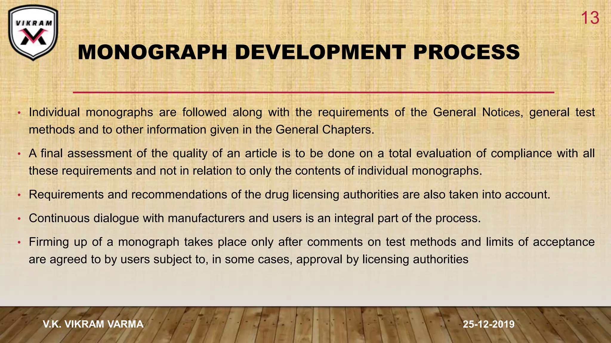 Monographs, Pharmacopoeia PPT | PPTX