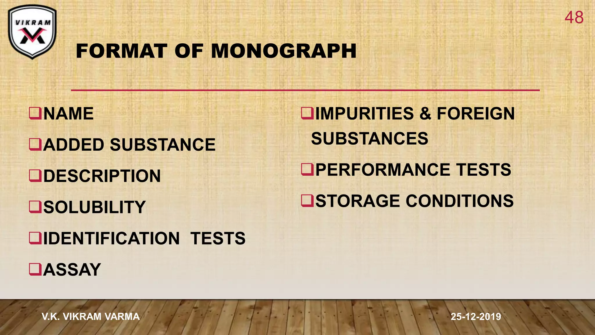 Monographs, Pharmacopoeia PPT | PPTX