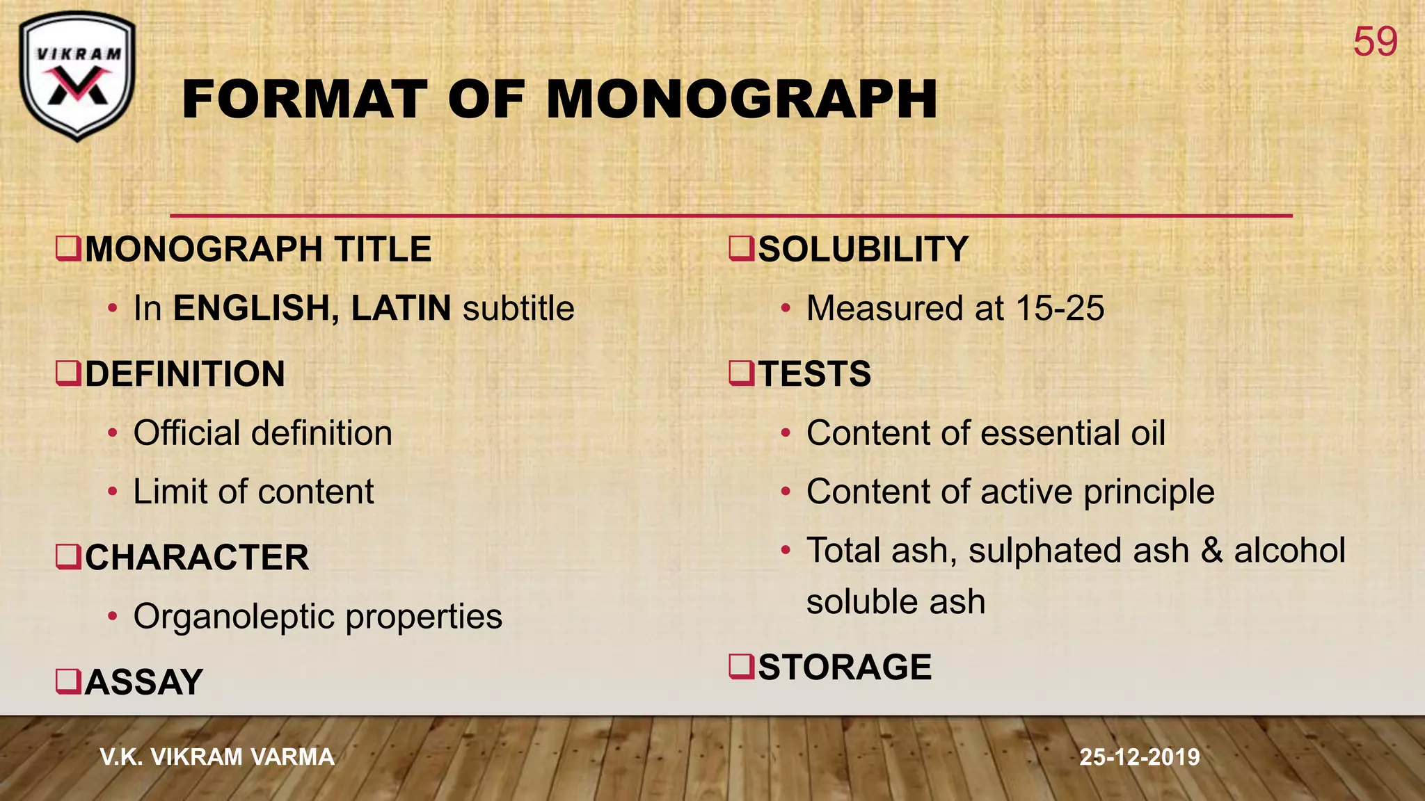 Monographs, Pharmacopoeia PPT | PPTX