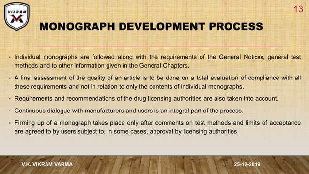 Monographs, Pharmacopoeia PPT | PPTX