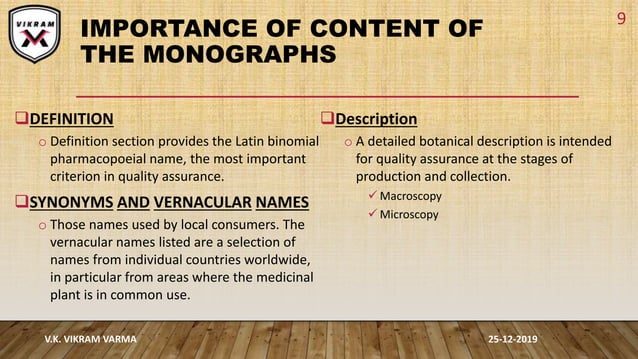 Monographs, Pharmacopoeia PPT | PPTX