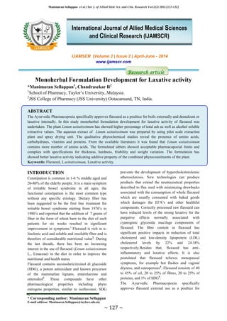 Monoherbal formulation development for laxative activity | PDF