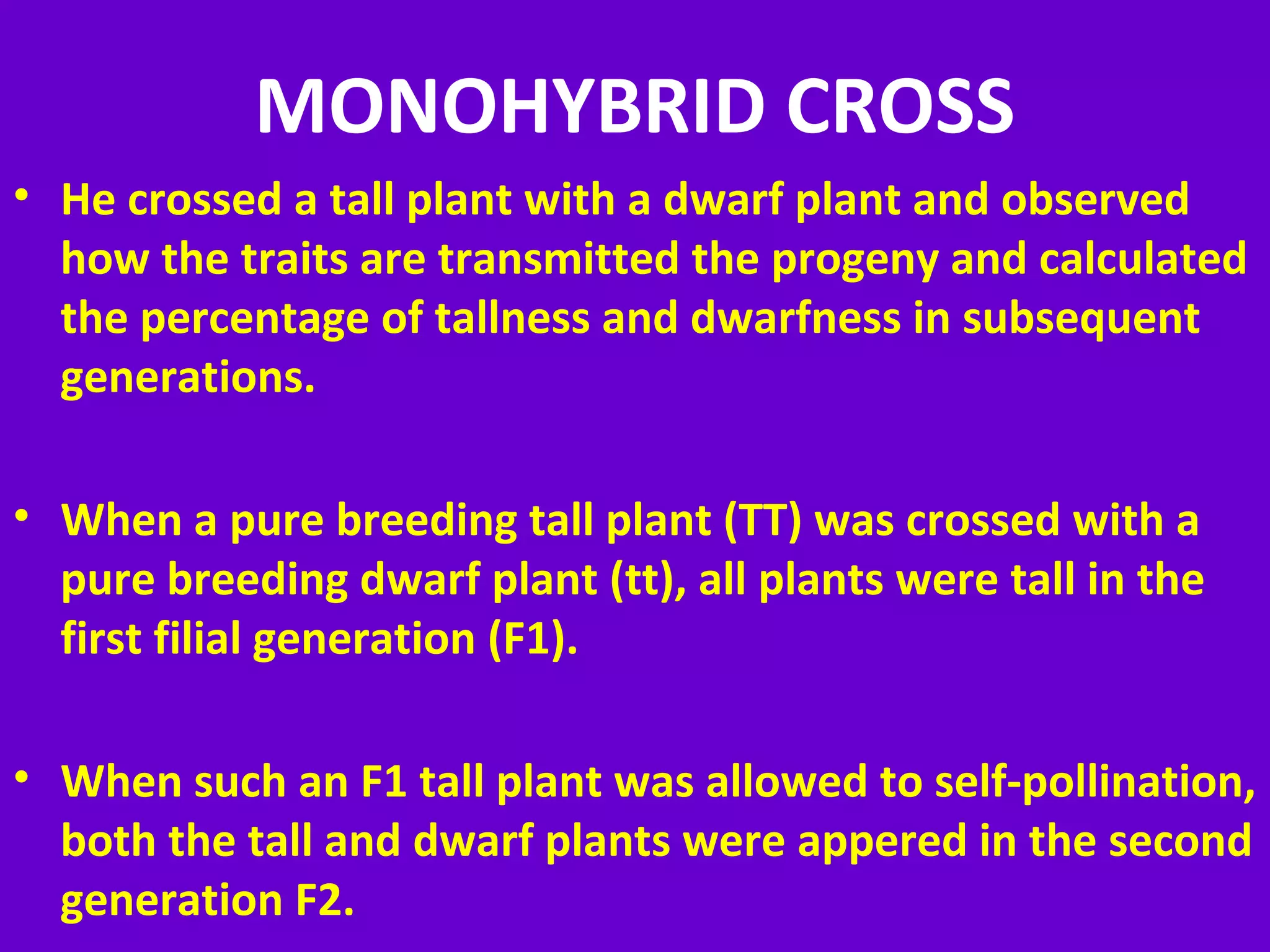 Mendel's Monohybrid cross | PPT