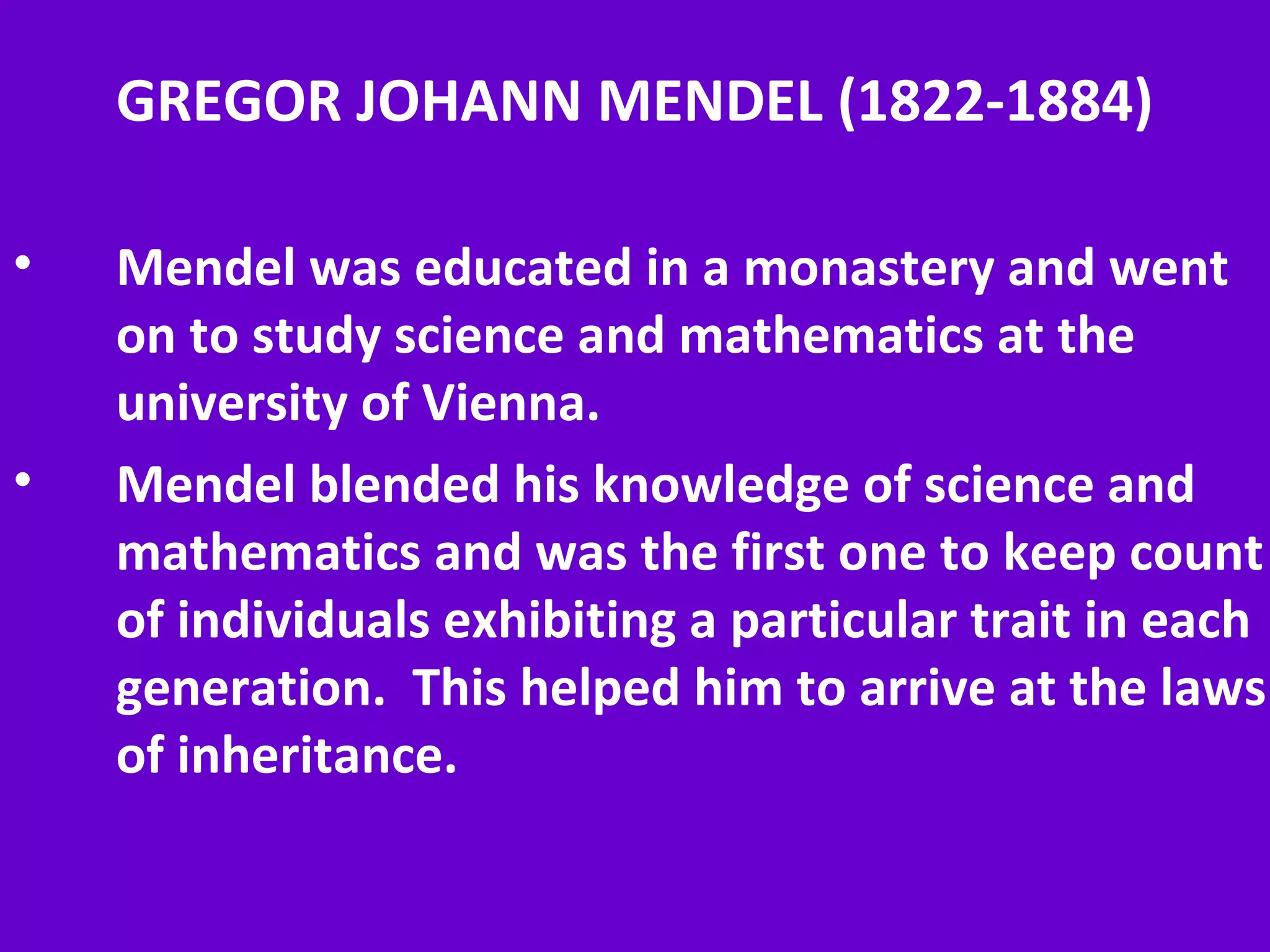 Mendel's Monohybrid cross | PPT