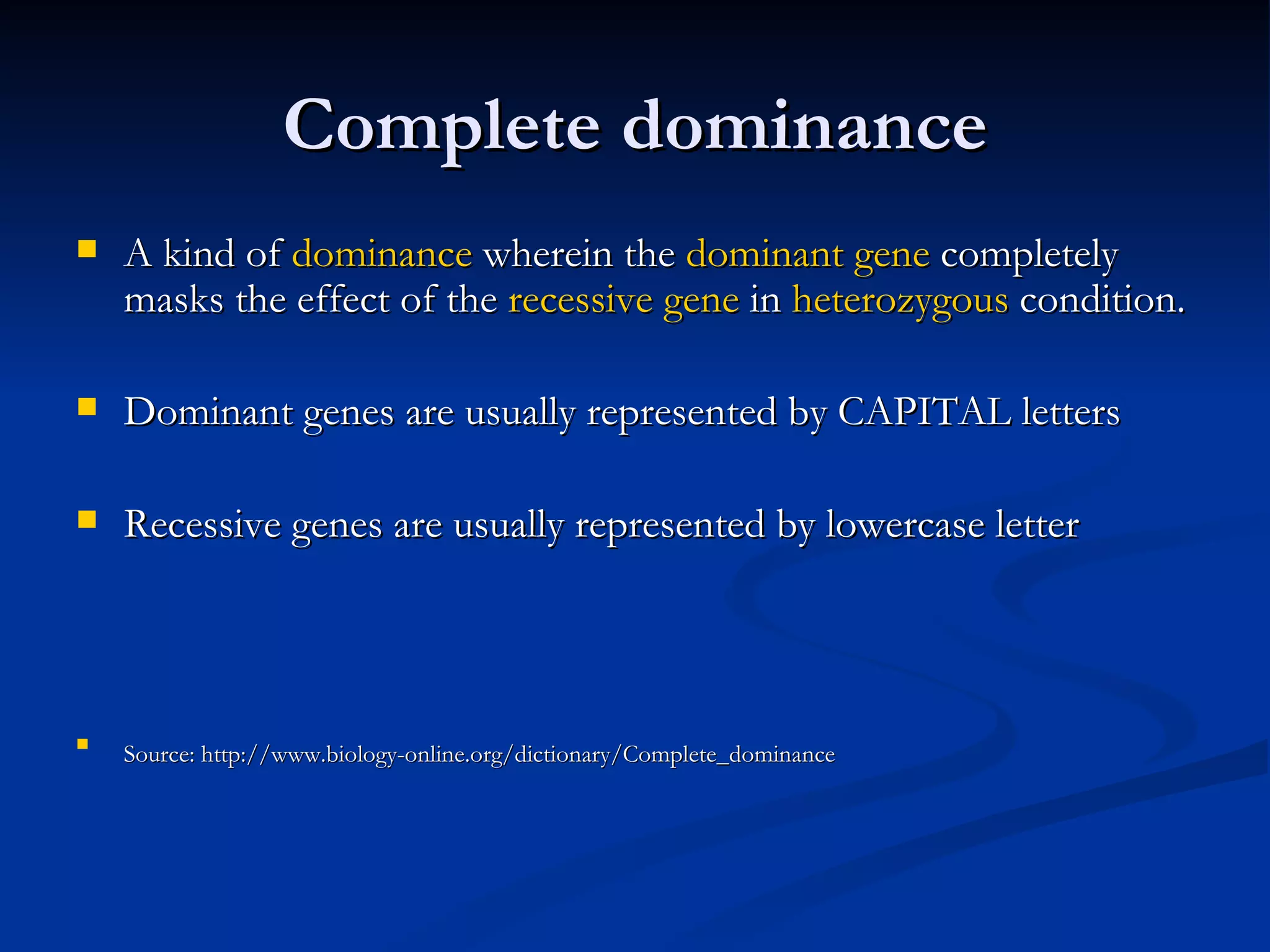 Monohybrid Cross Complete Dominance | PPT