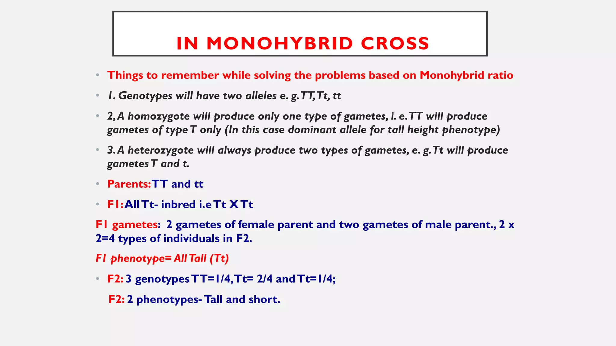 Monohybrid inheritance,laws of dominance and Law of segregation | PPT