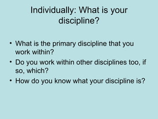 Mono-, Inter-, Multi-Disciplinarity | PPT | Undergraduate Education ...