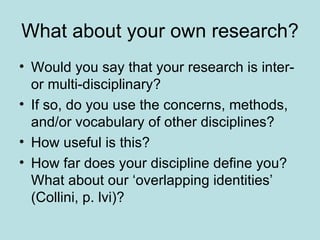 Mono-, Inter-, Multi-Disciplinarity | PPT | Undergraduate Education ...