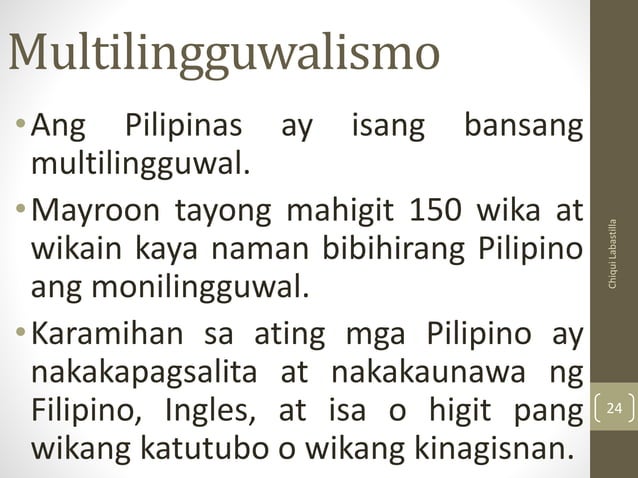 Monolingguwalismo, bilingguwalismo, at multilingguwalismo | PPT