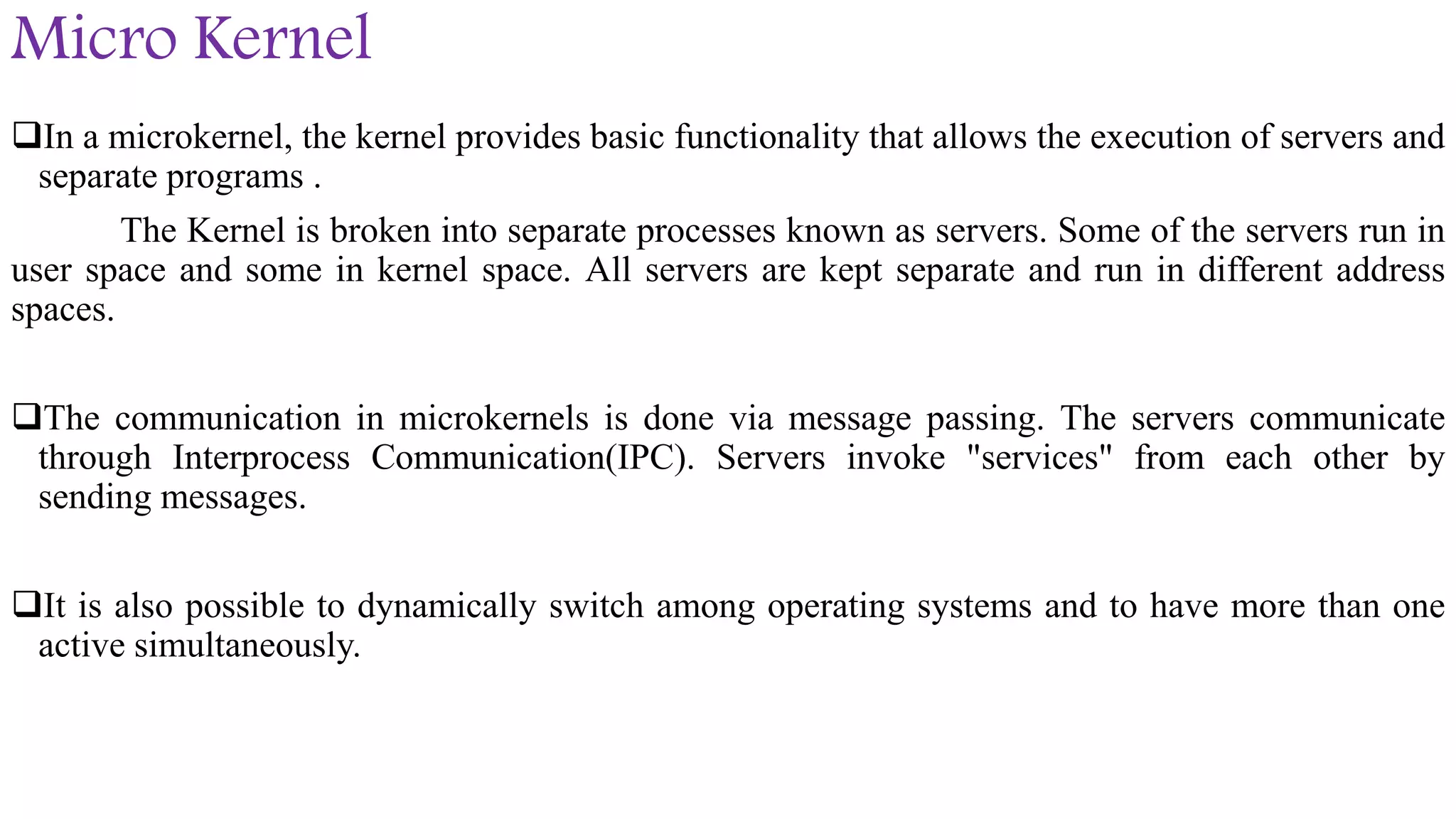 Kernels and its types | PPTX | Operating Systems | Computer Software and Applications