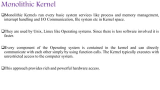 Kernels and its types | PPTX | Operating Systems | Computer Software ...