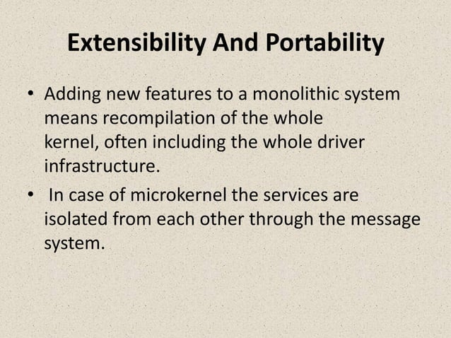 Monolithic Kernel Vs Microkernel Pptx Operating Systems Computer Software And Applications