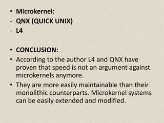 Monolithic kernel vs. Microkernel | PPTX