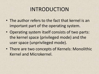 Monolithic kernel vs. Microkernel | PPTX