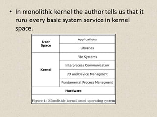 Monolithic kernel vs. Microkernel | PPTX