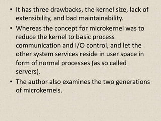 Monolithic kernel vs. Microkernel | PPTX