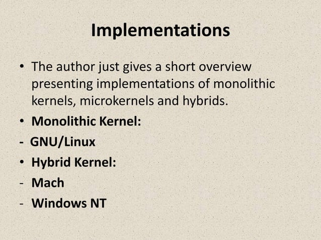 Monolithic kernel vs. Microkernel