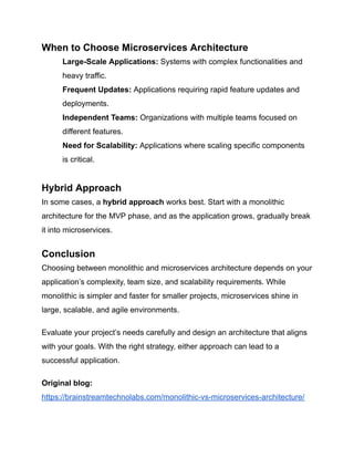 Monolithic vs Microservices Architecture: Choosing the Right Approach ...