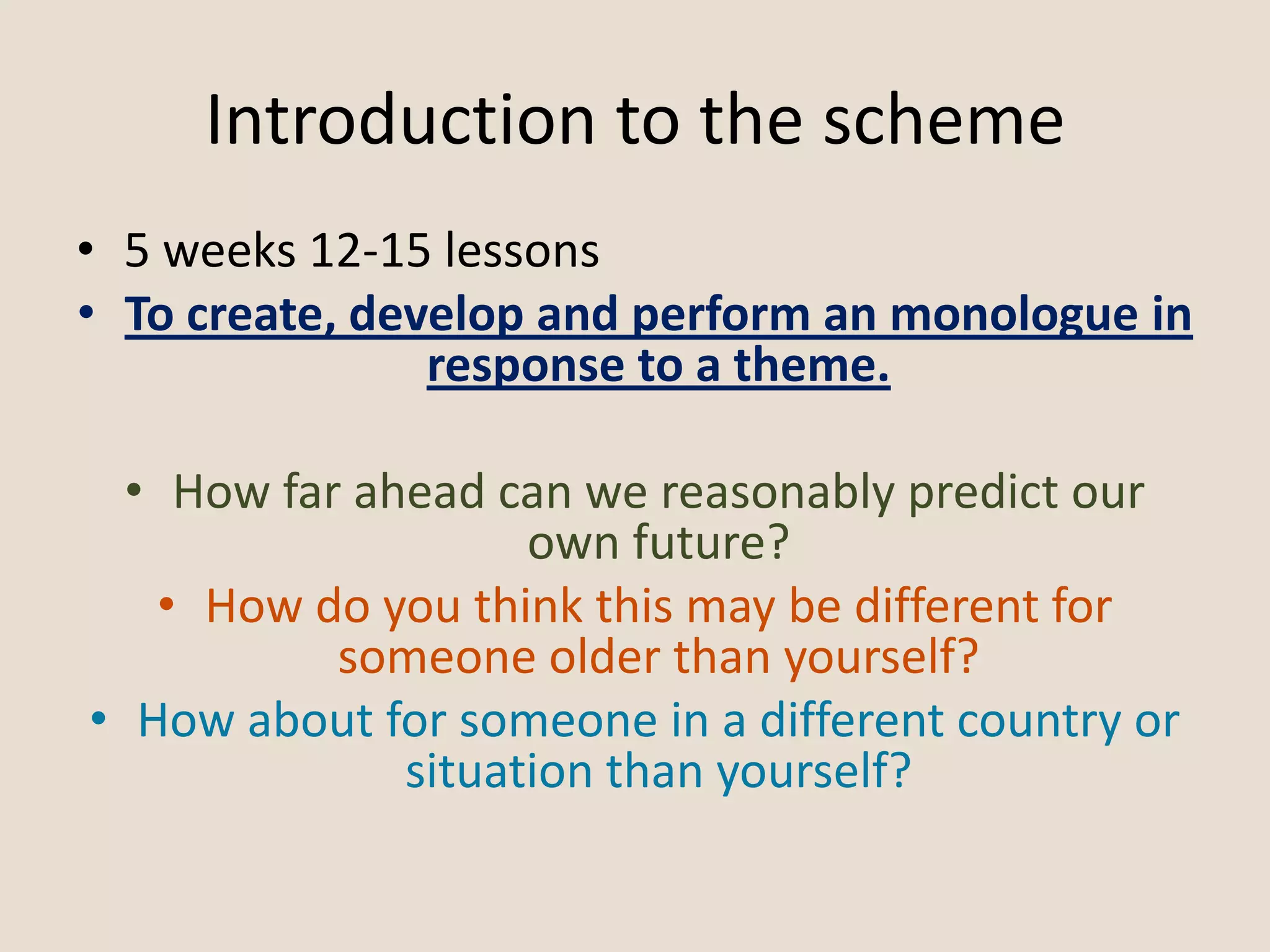 Y10 Monologues Lesson 1: Introduction/Vocal skills | PPTX