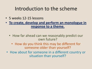 Y10 Monologues Lesson 1: Introduction/Vocal skills | PPTX