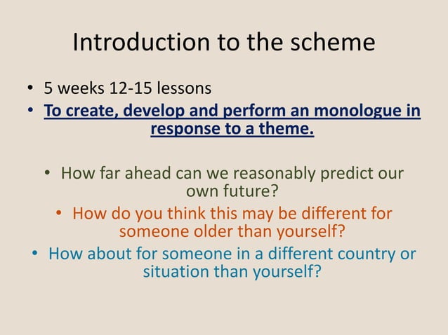Y10 Monologues Lesson 1: Introduction/Vocal skills | PPTX | Education