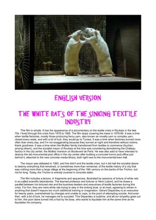 THE WHITE RATS OF THE SINKING TEXTILE INDUSTRY | PDF