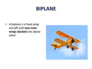 MONOPLANE AND BIPLANE.pptx | Air Travel | Travel Type