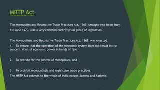 Monopolies and restrictive trade practices act | PPTX