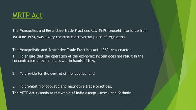 Monopolies and restrictive trade practices act | PPTX | Business ...