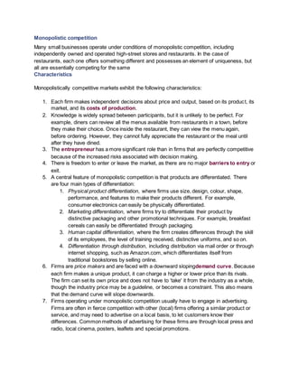 Monopolistic competition | DOCX | Business | Business and Finance