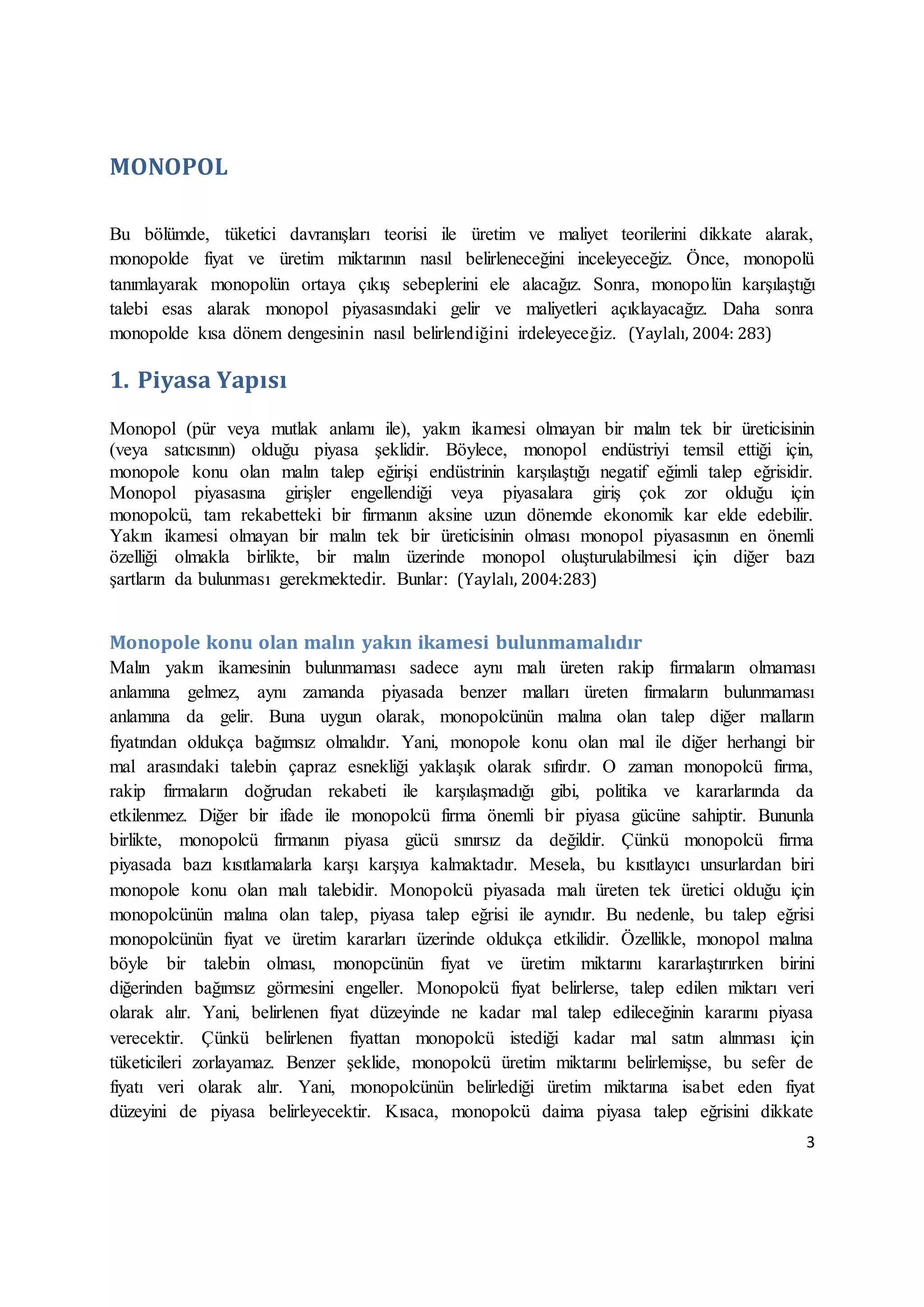 Monopol piyasa a.bugdayci | DOCX